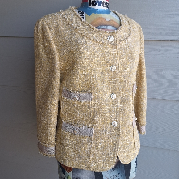 Talbots | Jackets & Coats | Talbots Butter Yellow Tweed Blazer 4 | Poshmark
